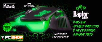 Mouse Gamer Fortrek Raptor 2400dpi USB Preto/Verde OM-801 - PCSHOP ...