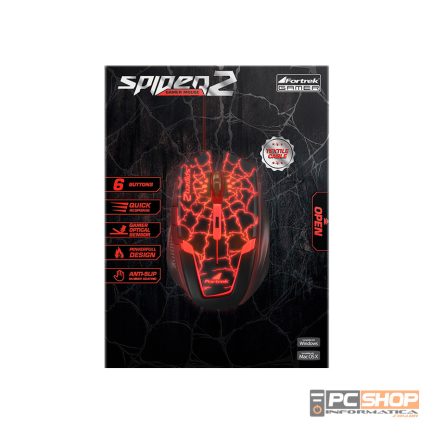 Mouse Gamer Fortrek Spider 2 2400dpi USB Preto/Vermelho OM-705 - PCSHOP ...